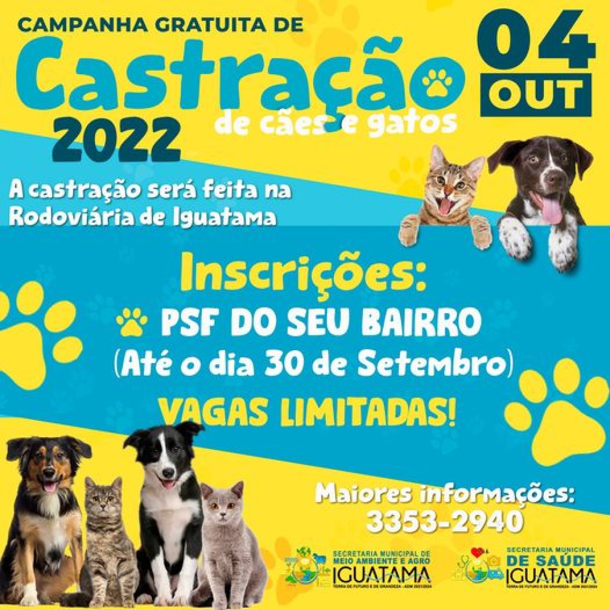 Iguatama Agora - ATENÇÃO: Campanha de castração gratuita para cães e ...
